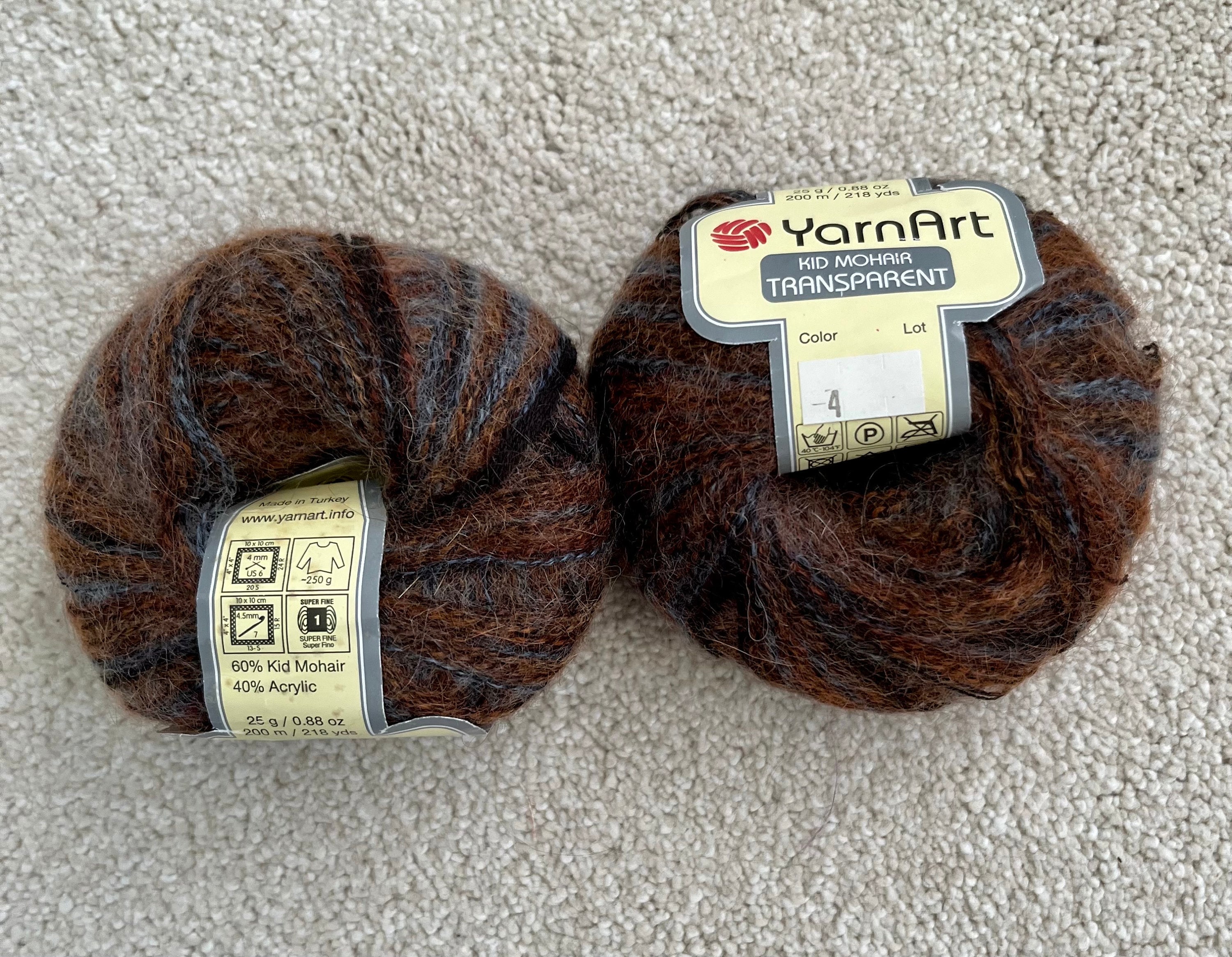Destash Yarn, Discontinued, Yarnart Yarn, Kid Mohair Transparent, Brown ...