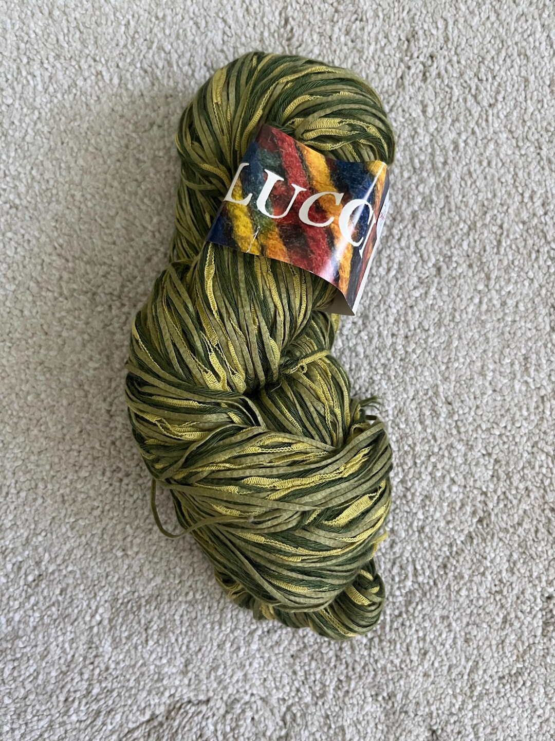 Lucci Yarn, Bambootape, Destash, Green Gold Yarn, Novelty Yarn, Bamboo ...