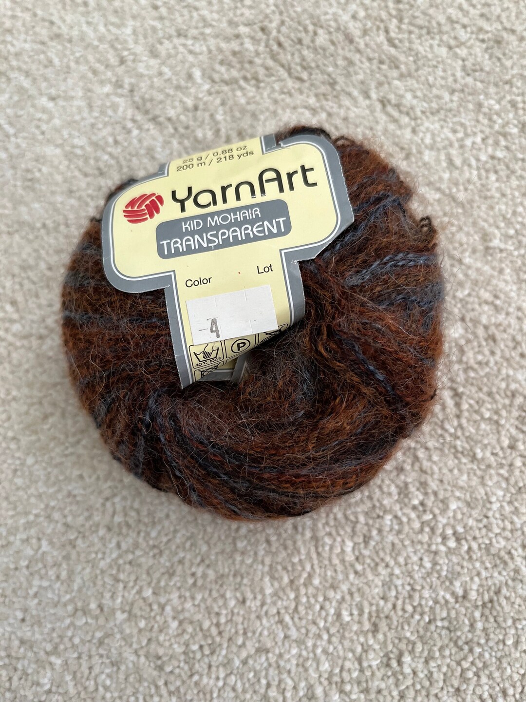 Destash Yarn, Discontinued, Yarnart Yarn, Kid Mohair Transparent, Brown ...