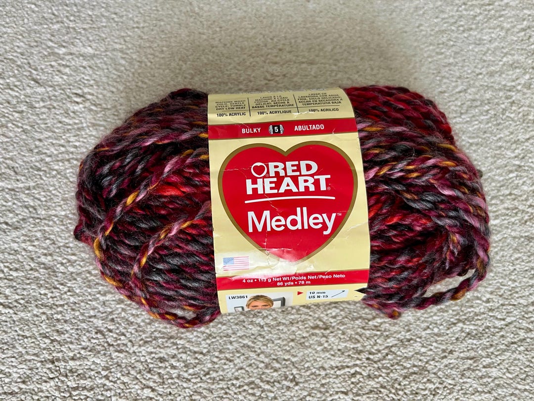 Destash Yarn, Red Heart , Medley, Bulky 5 Yarn, Color Volcano ...