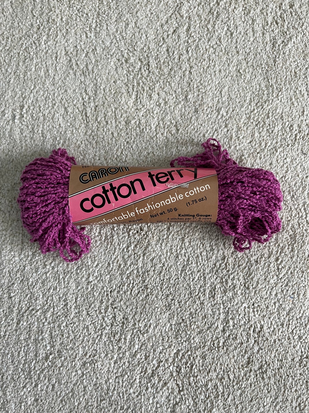Destash Yarn, Caron Cotton Terry, Pink Yarn, Mauve, #5011, Cotton Rayon ...
