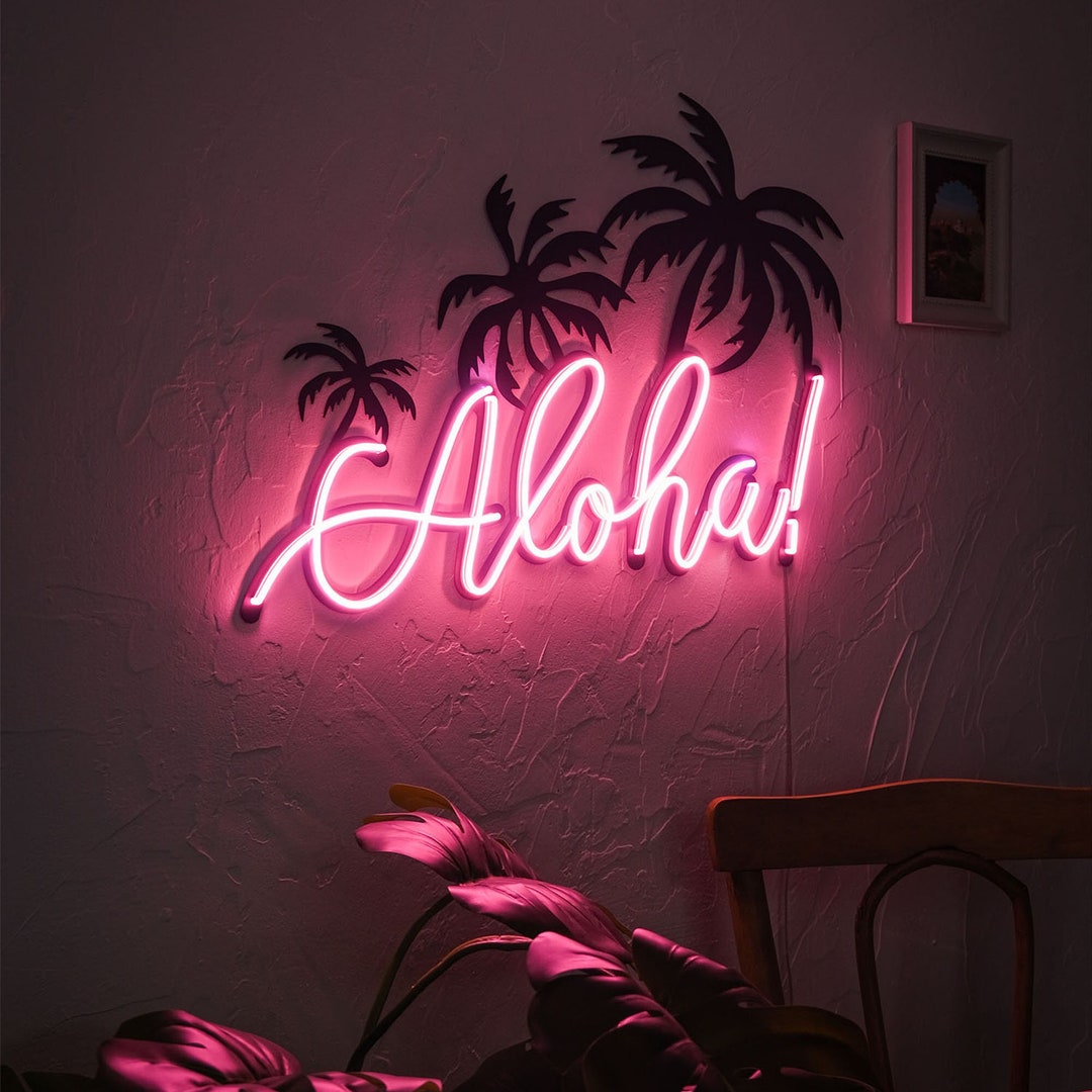 Aloha Neon Wall Sign Neon Wall Sign, Neon Wall Art, Neon Wall Decor ...