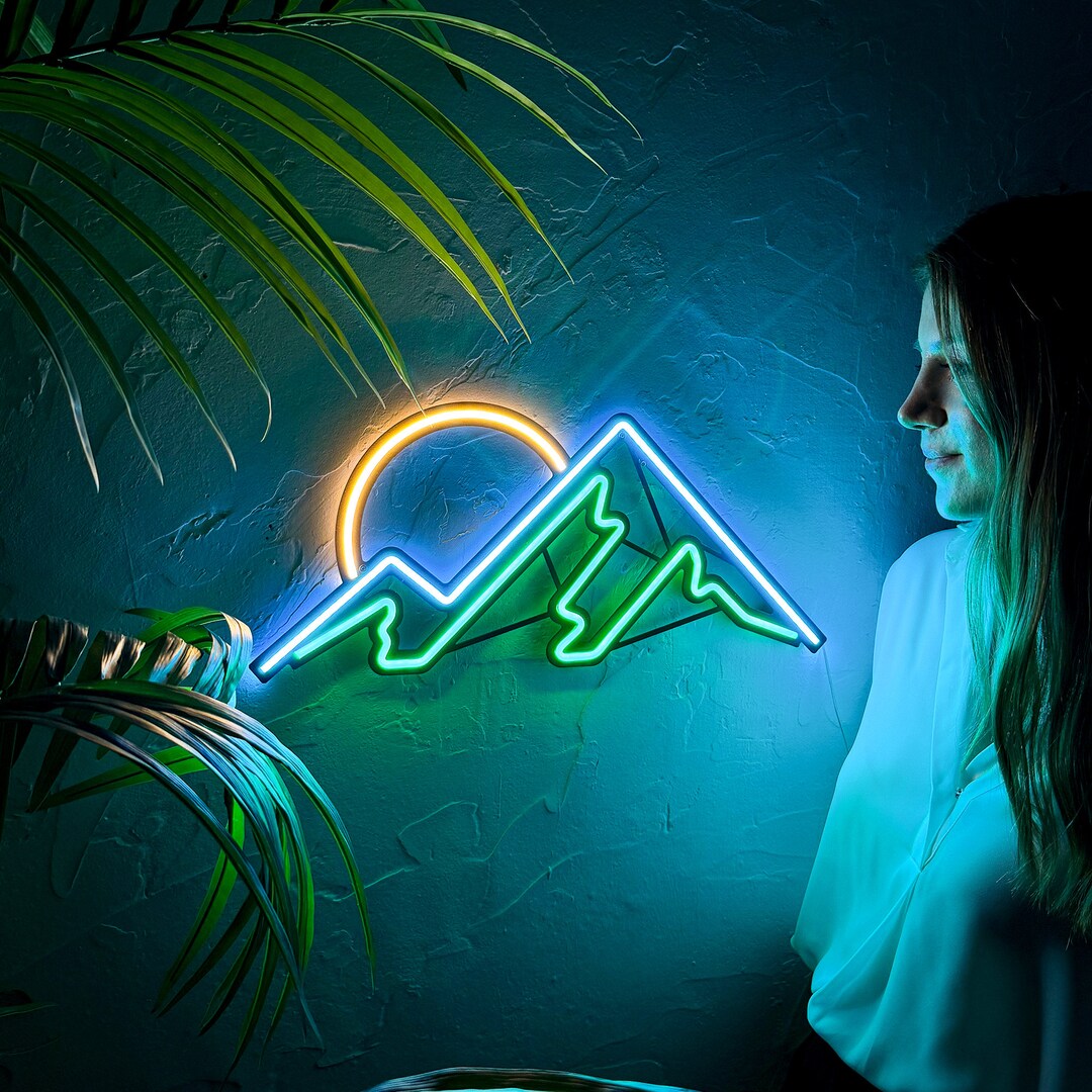 Mountain Neon Sign Mountain Led Lights, Mountain Wall Art, Mountain ...