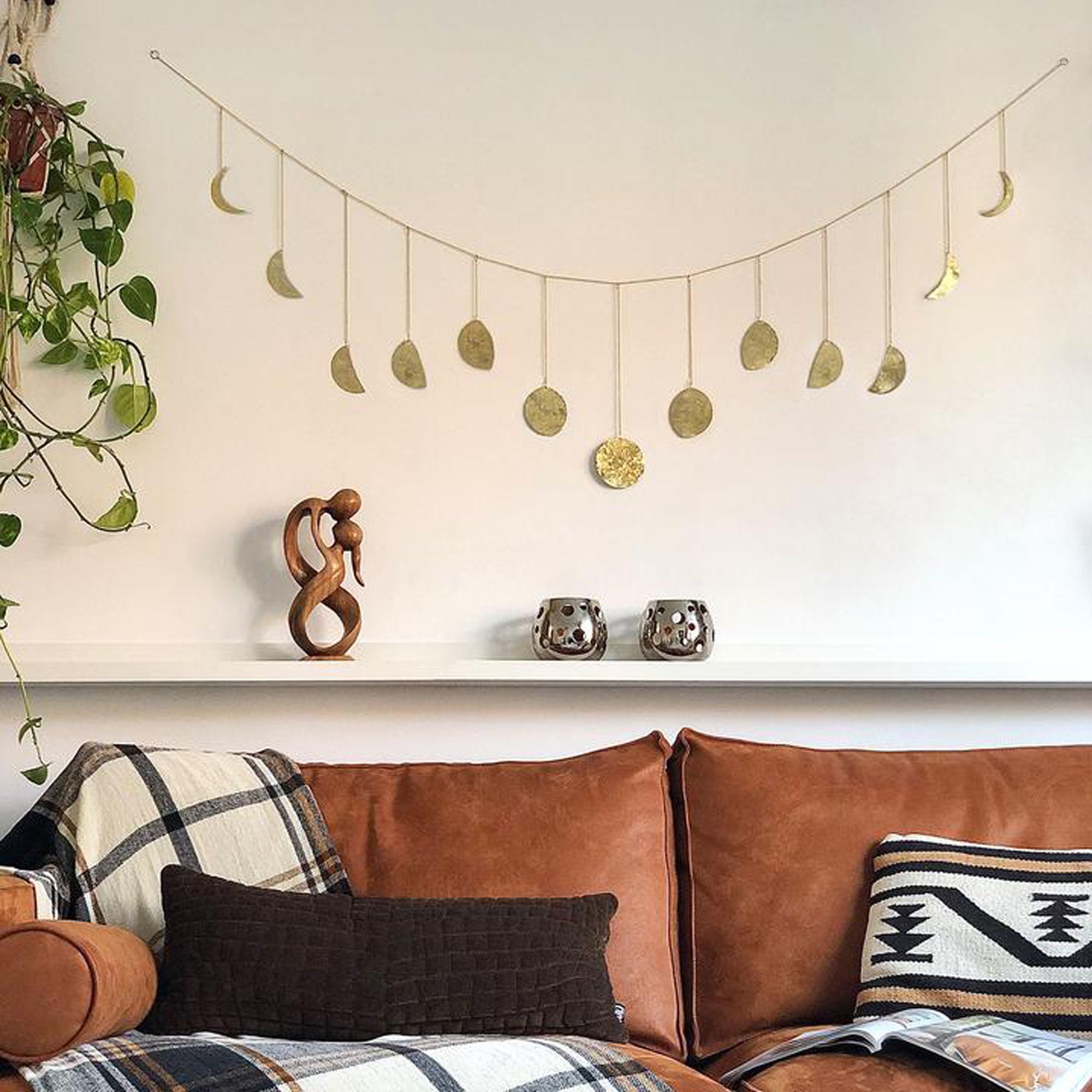 Moon Charm Wall art Floral Phases of the Moon Lunar Wall | Etsy