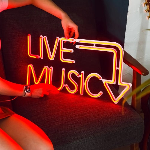 Live Music Neon Sign Neon Sign Neon Led Home Decor Music - Etsy