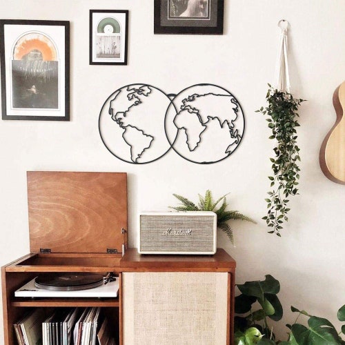 Pixel Metal Wall Art Metal Wall Decor World Map - Etsy