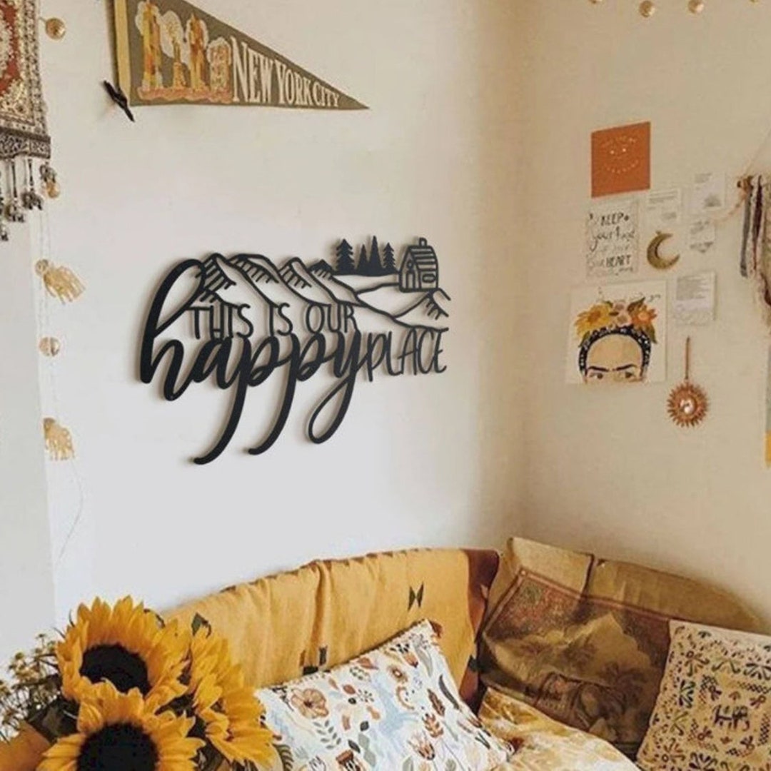 Happy Place Metal Wall Art, Metal Wall Decor, Metal Wall Sign ...