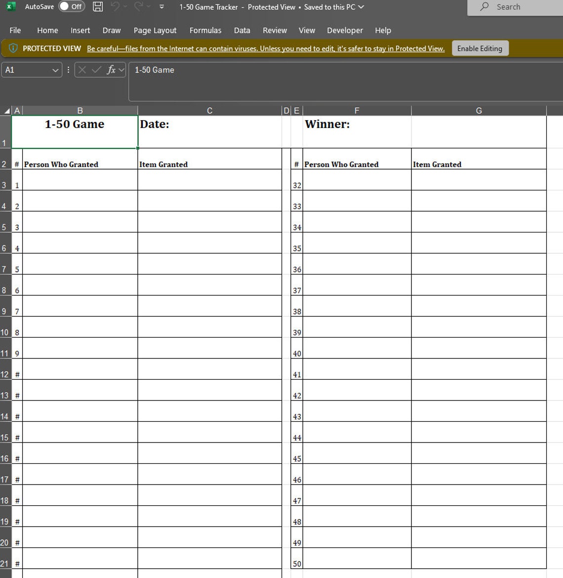 Craft Group Swap Tracker for 1-50 Number Game - Etsy