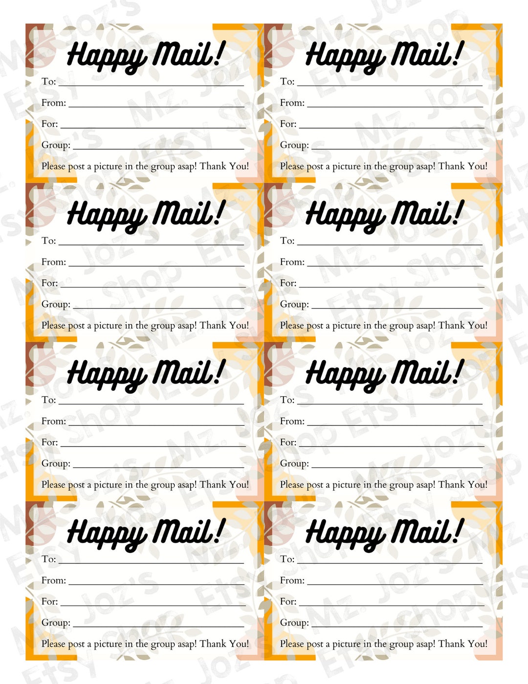 Swap Inserts, Happy Mail, Print and Cut, Digital File, Printable ...