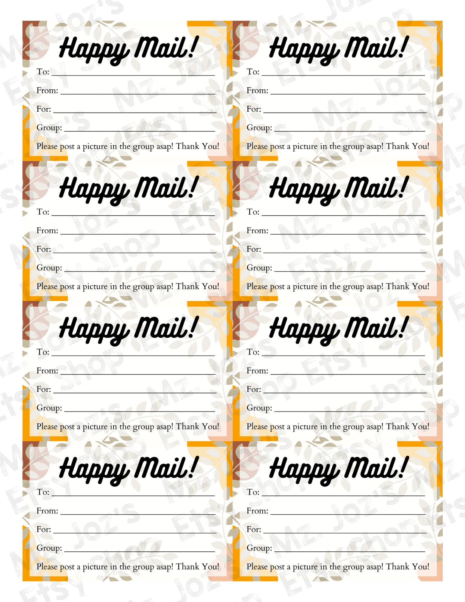 Swap Inserts, Happy Mail, Print and Cut, Digital File, Printable ...