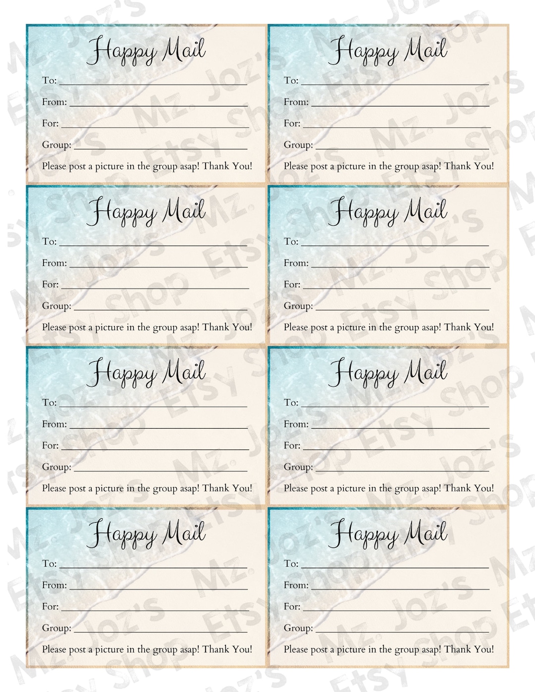 Swap Inserts, Happy Mail, Print and Cut, Digital File, Printable, Beach ...