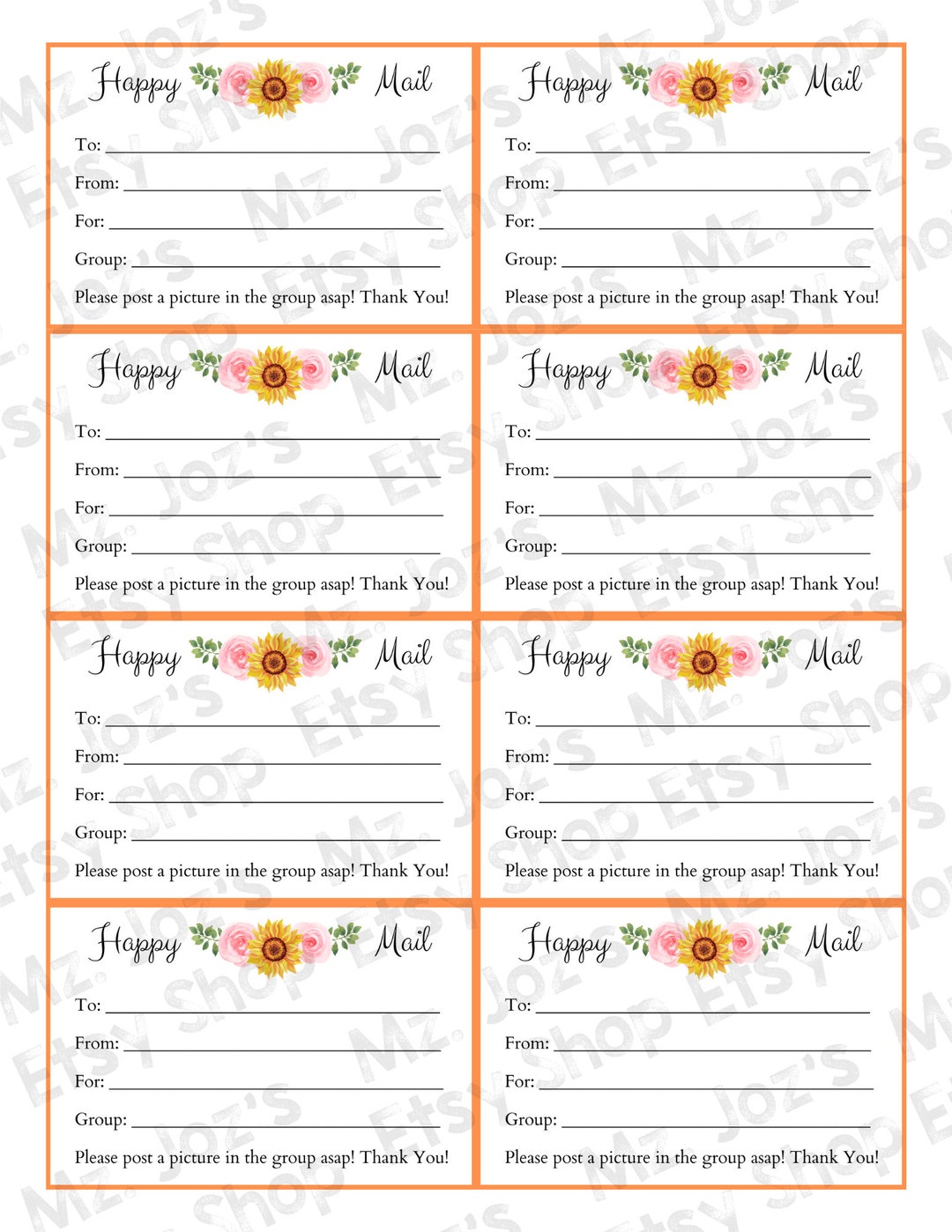 Swap Inserts, Happy Mail, Print and Cut, Digital File, Printable ...