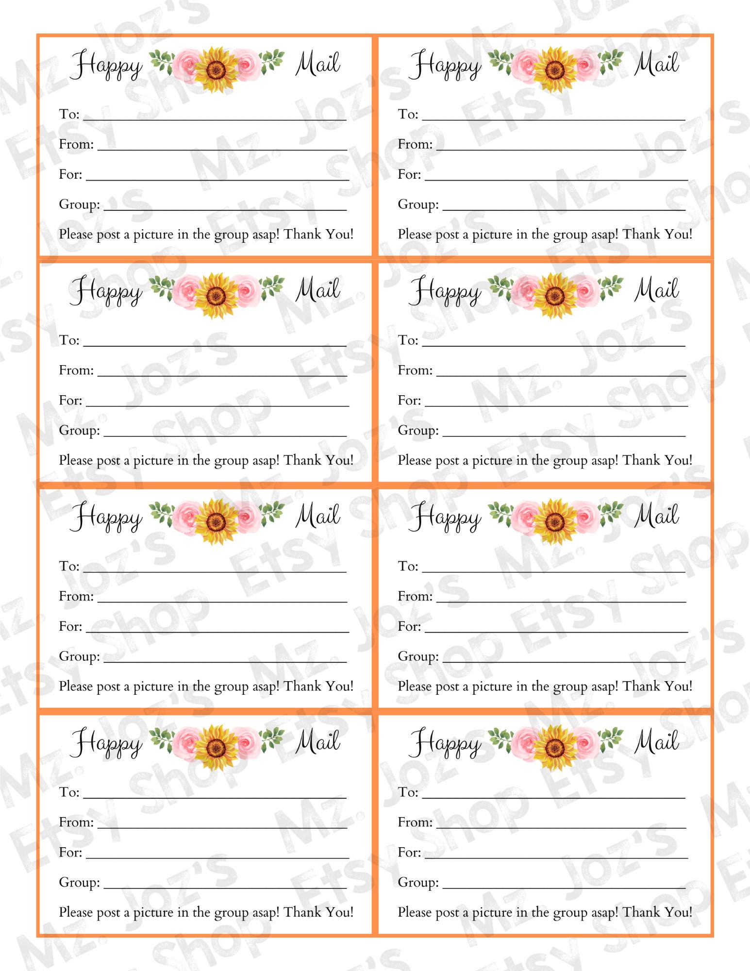 Swap Inserts, Happy Mail, Print and Cut, Digital File, Printable ...