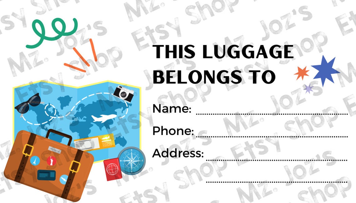 Printable Luggage Tag (PNG/PDF/WORD) - Etsy