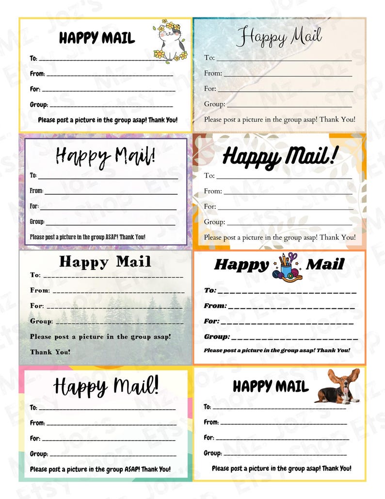 Happy Mail Swap Inserts, Printable Note Cards (digital PDF) - Etsy