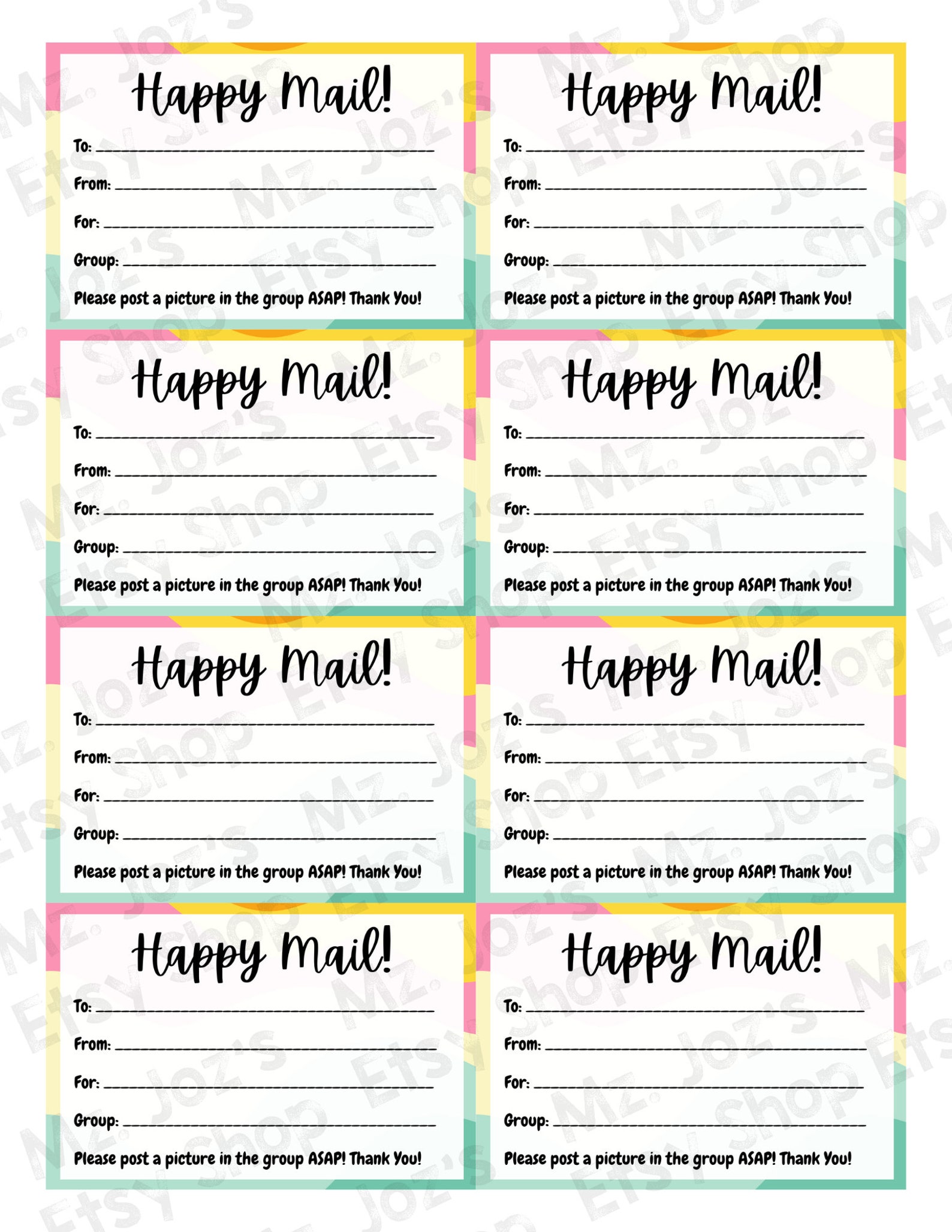 Swap Inserts, Happy Mail, Print and Cut, Digital File, Printable ...