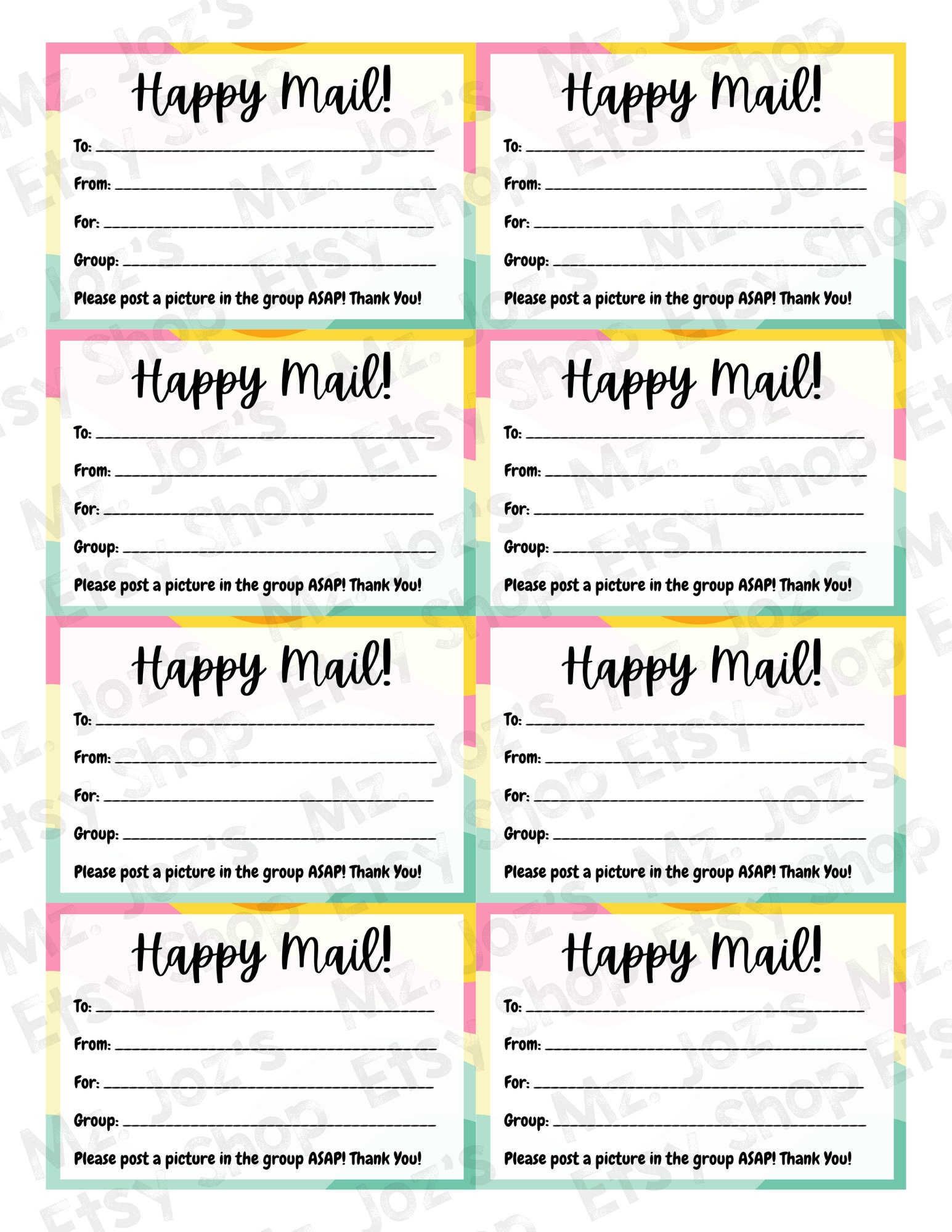 Swap Inserts, Happy Mail, Print and Cut, Digital File, Printable ...