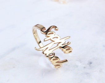 Gold Double Name Ring - Etsy