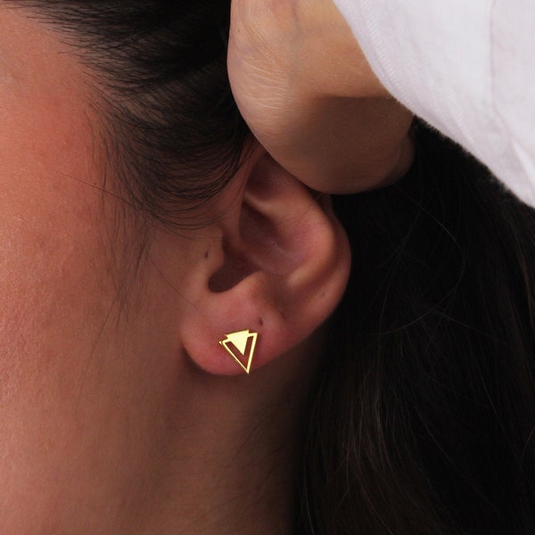 Gold Triangle Earrings - Etsy
