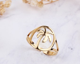 Palm Tree Gold Ring | Etsy