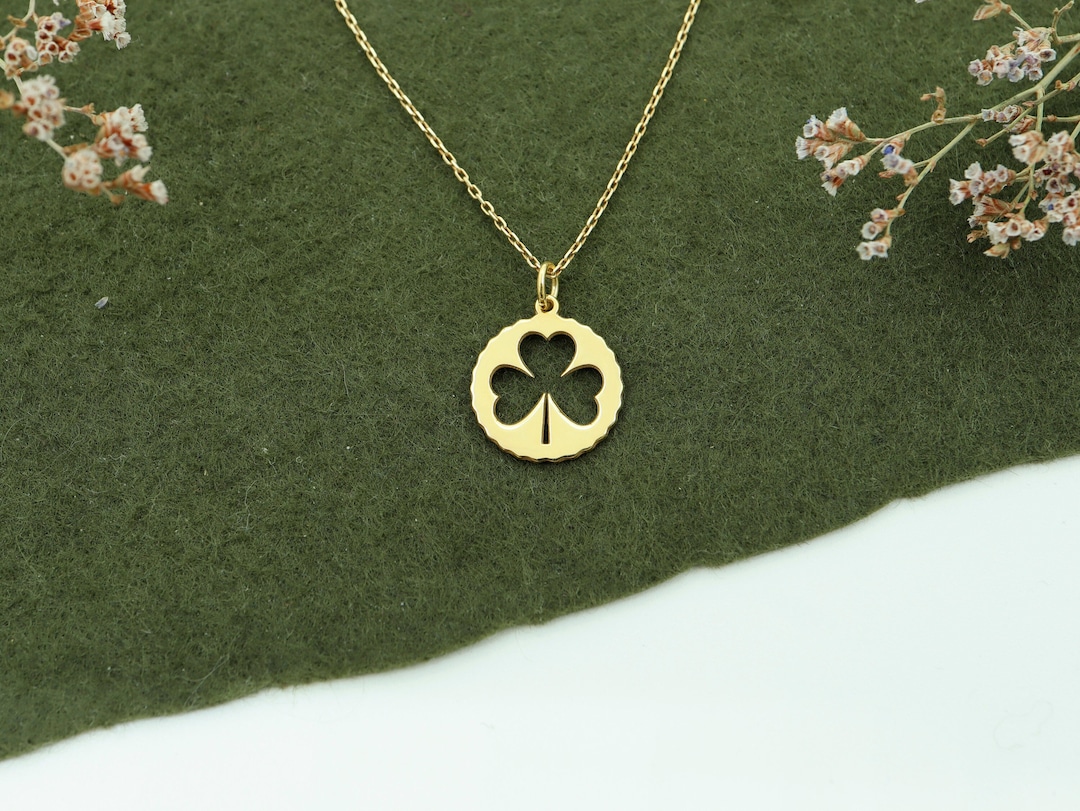 14K Solid Gold Clover Necklace,3 Leaf Clover Necklace,dainty Gold Four ...