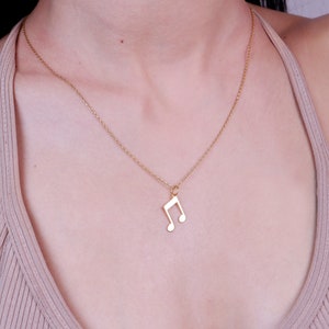 14K Solid Gold Note Necklace , Real Gold Note Pendant, Gold Note Charm ...