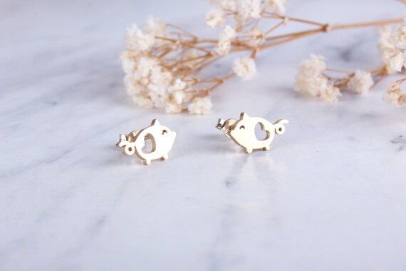 Cute Little Pig Stud Earrings in 14K Solid Gold Farm Animal Earrings 14k Gold Pretty Pig Studs Pig Jewelry Christmas Gifts Etsy Canada