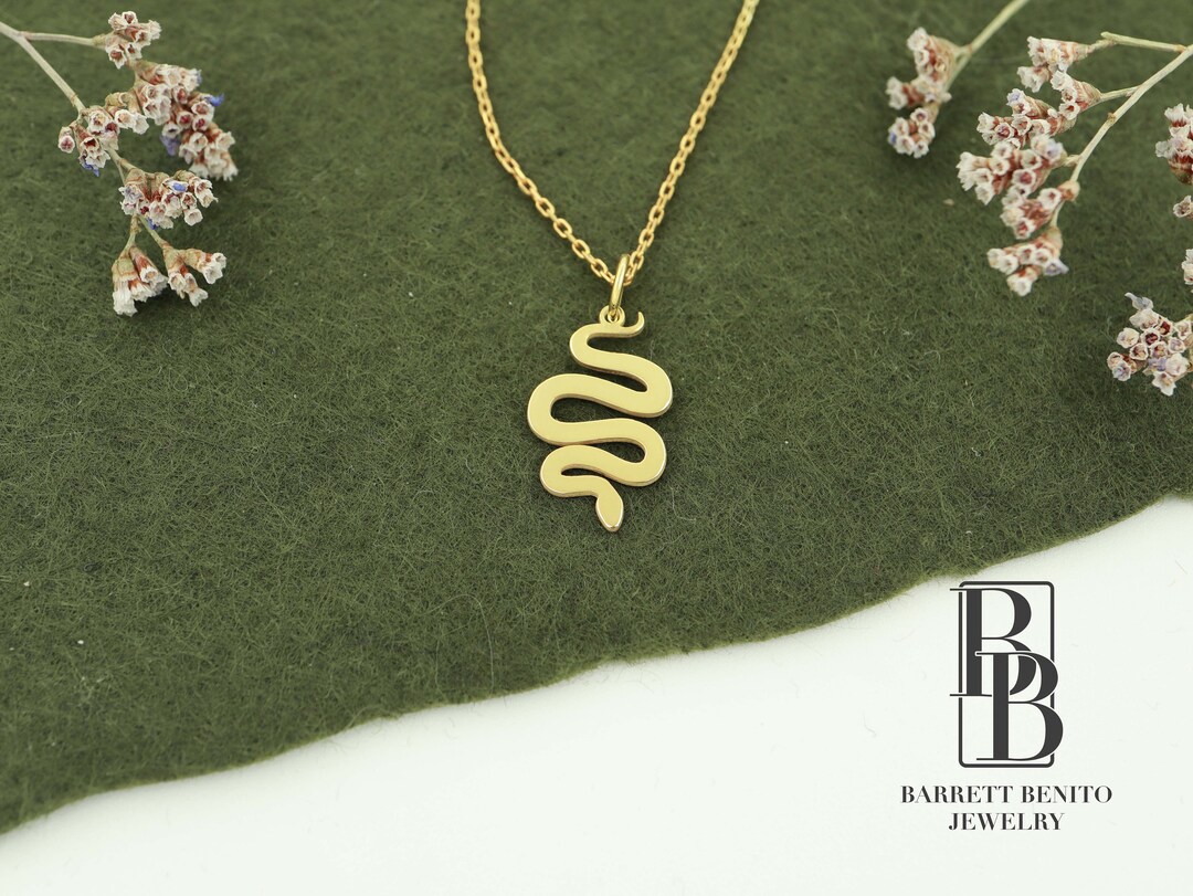 14K Solid Gold Snake Necklace, Gold Serpent Pendant, Gift for Her ...