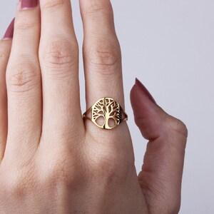 14K Solid Gold Tree of Life Ring: Engraved Filigree, Spiritual Jewelry ...