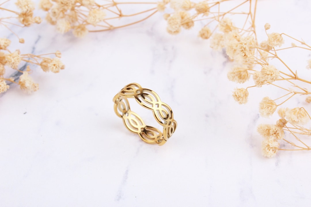 Unendlich Band Ring aus 14K Massivgold, Gold Daumen Ring, stapelbar ...