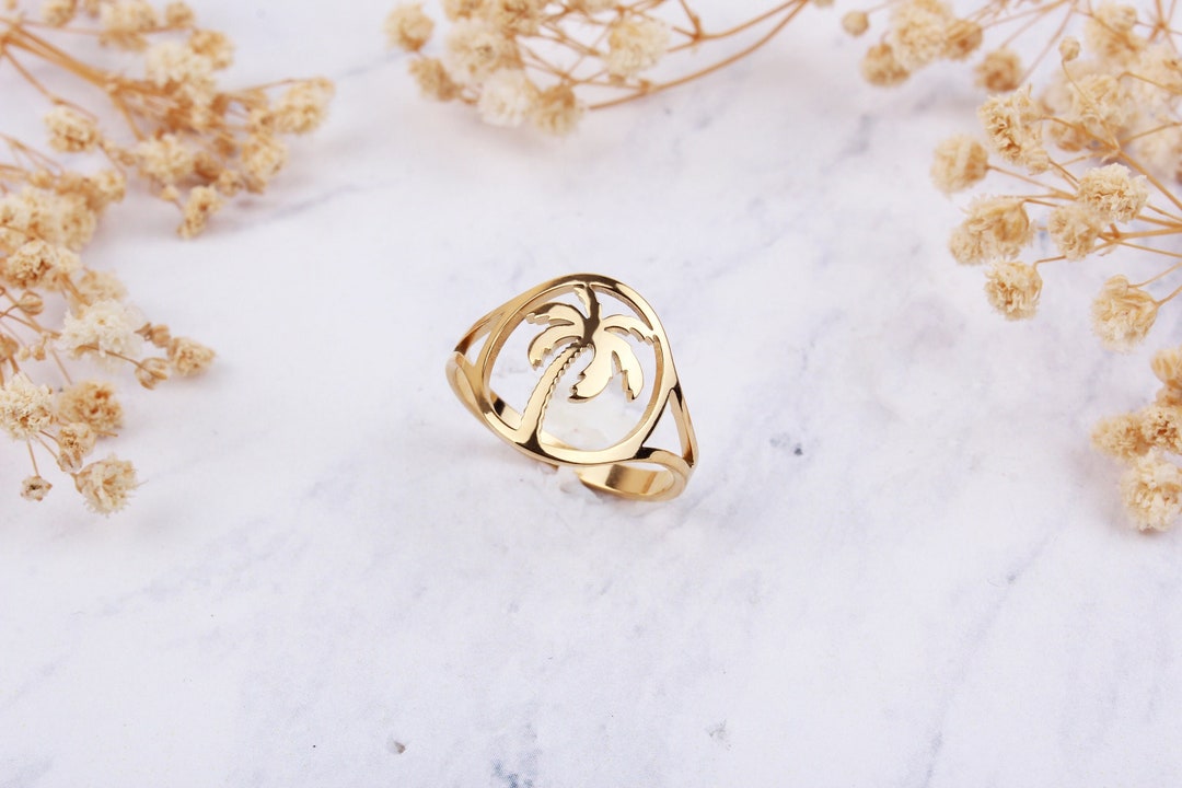 925K Sterling Silver Palm Tree Ring, Silver Palm Ring, Summer Ring ...
