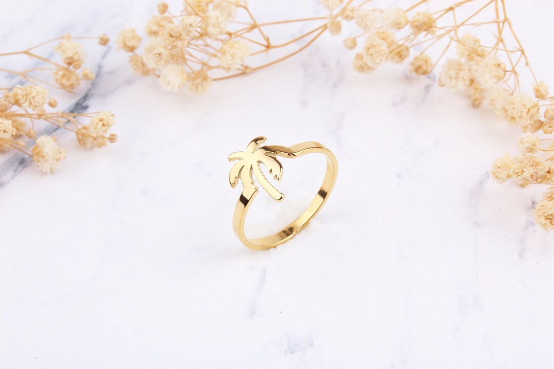 Palm Tree Ring in 925K Sterling Silver, Silver Palm Ring, Summer Ring ...