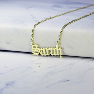 14K Solid Gold Old English Name Necklace-gothic Name Necklace-custom ...