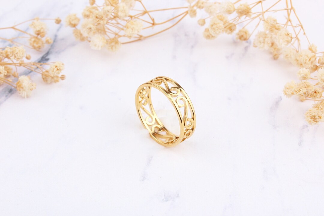 14K Solid Gold Thick Band Ring, Modern Jewelry, Thick Ring, Gold Band ...