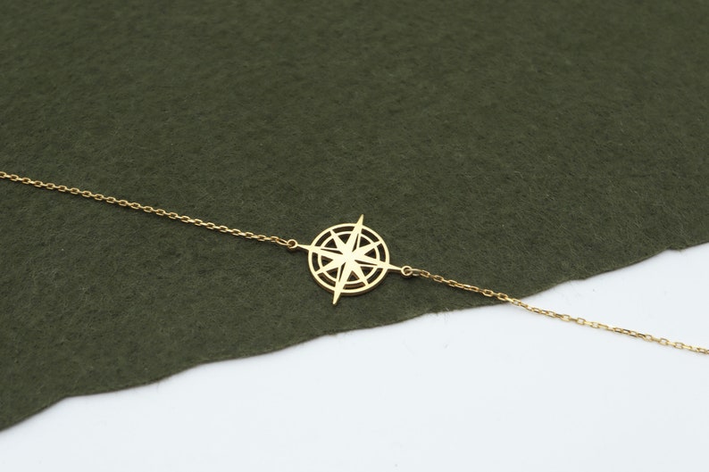 14K Gold Compass Bracelet, Handmade Traveler Jewelry - Etsy UK