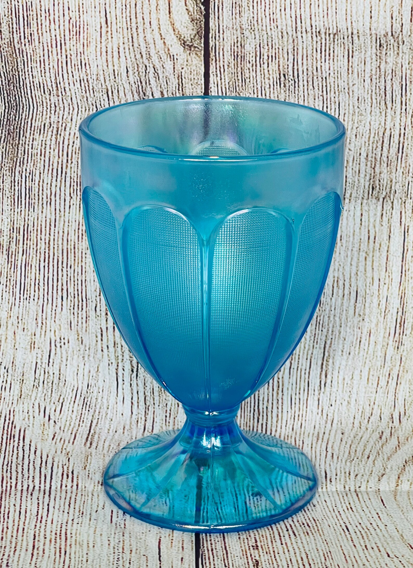Fenton Carnival Celeste Blue Textured Stretch Goblet/vase - Etsy