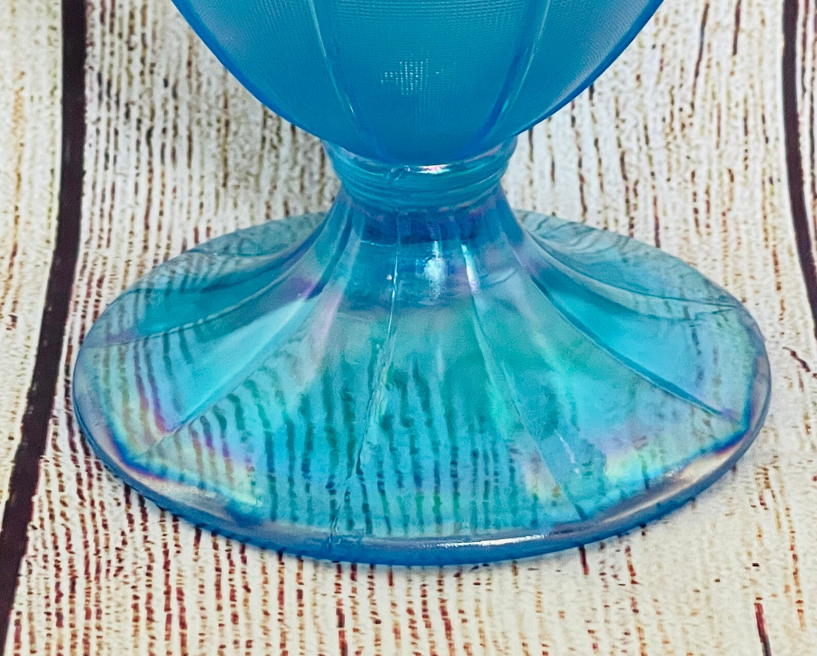 Fenton Carnival Celeste Blue Textured Stretch Goblet/vase - Etsy