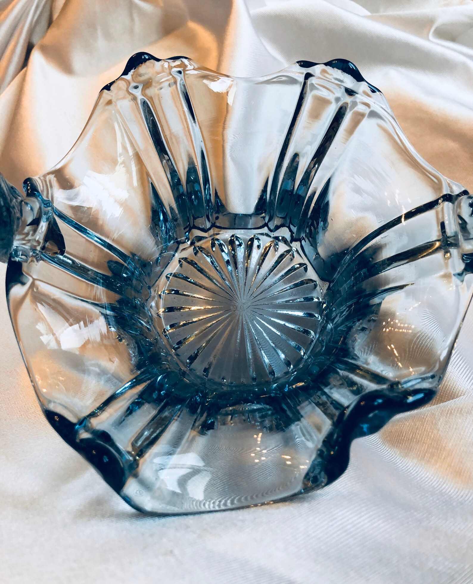 Fenton Blue Vulcan Basket With Twisted Handle. - Etsy