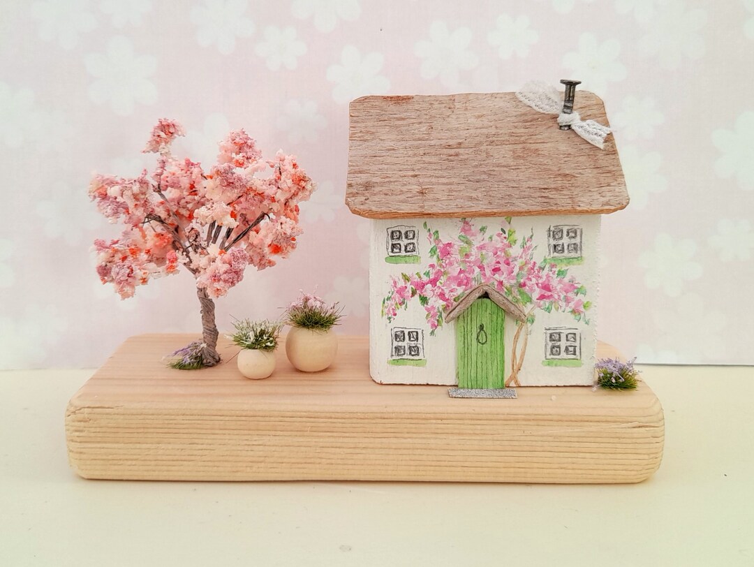 Rose Cottage Handmade Wooden House Scene Decoration - Etsy