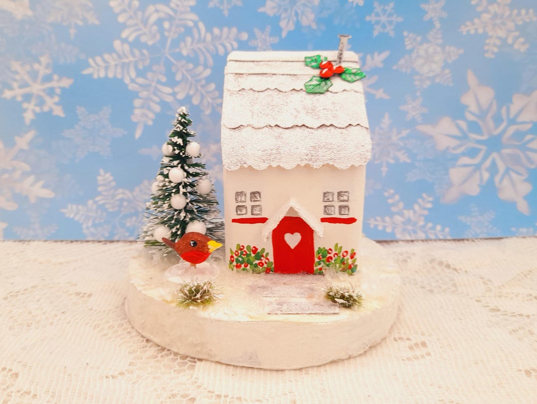 Robin Cottage Handmade Christmas Wooden House Scene Decoration - Etsy