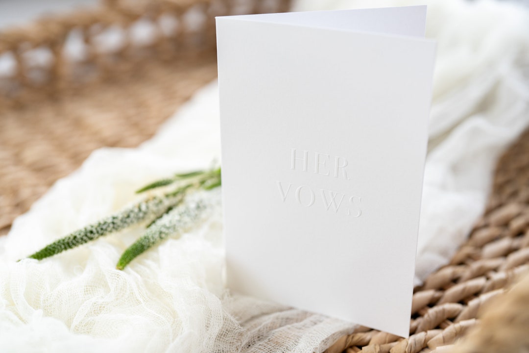 HER VOWS Card - 4 X 6 Card W/envelope - Blind Embossing Card (single ...