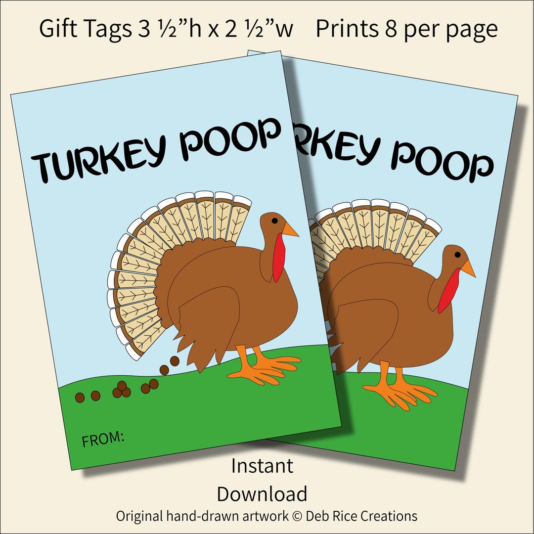 Turkey Poop Printable Gift Tags Gag Gifts, Classroom Treats and More - Etsy