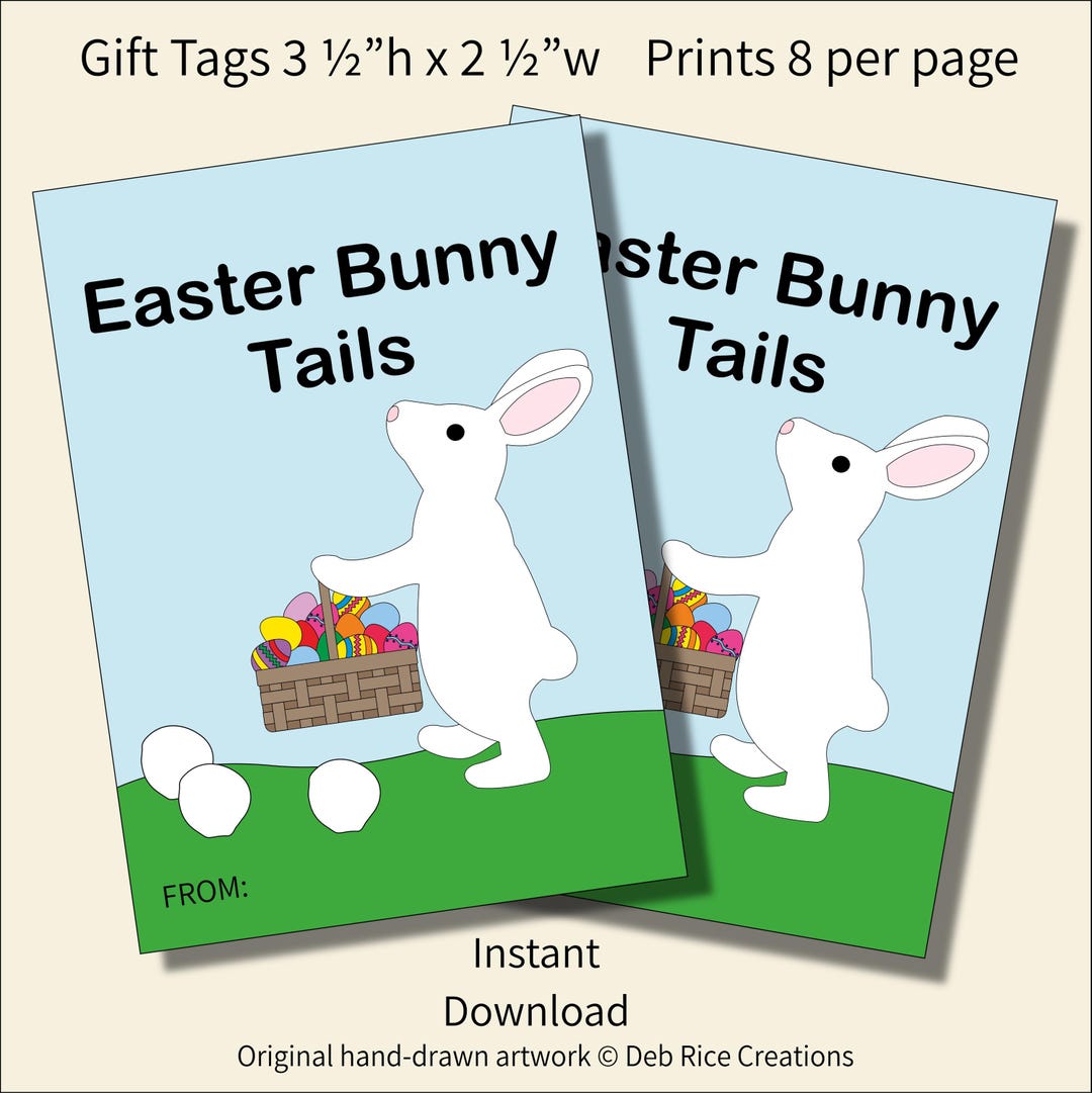Easter Bunny Tails Printable Gift Tags Mini Marshmallow or Cotton Candy ...