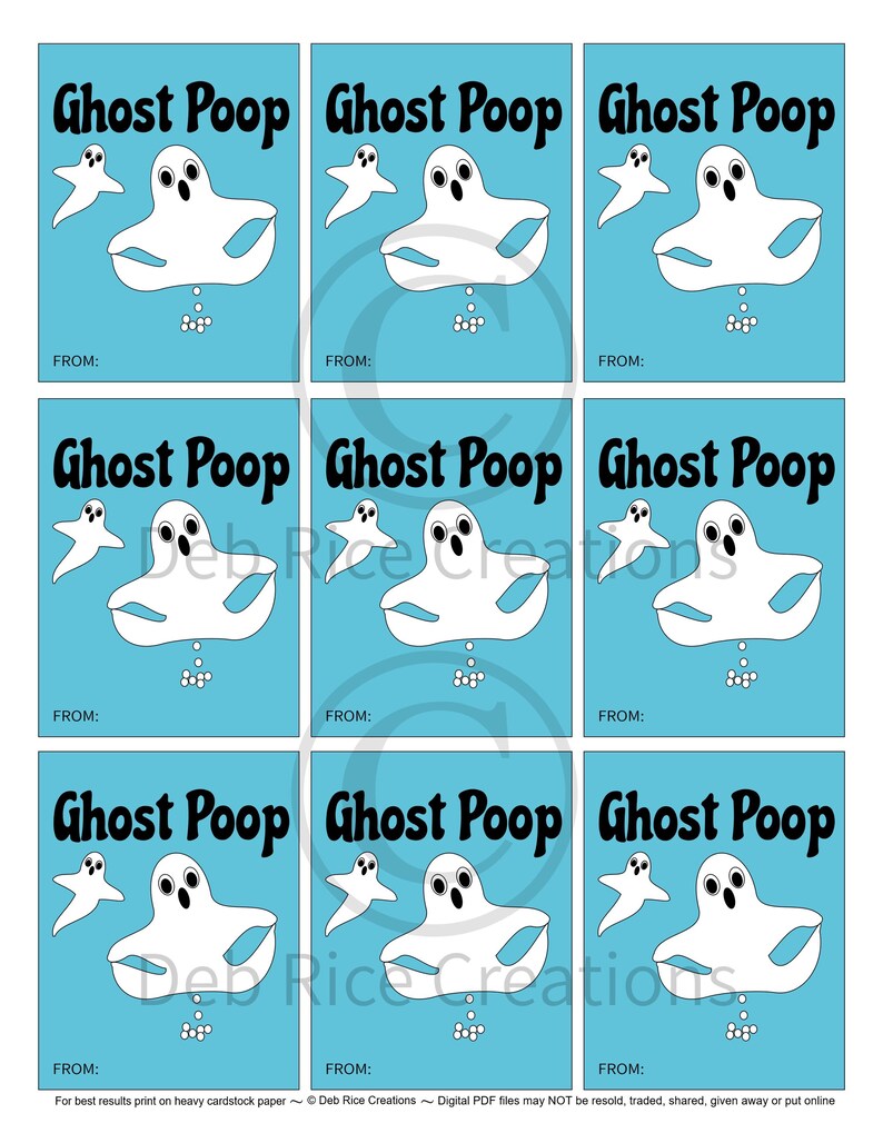 Ghost Poop Gift Tags - Gag Gift Tags, Great for Marshmallow Treats for ...
