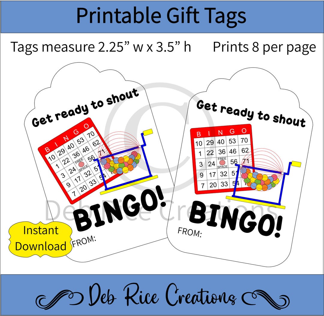 Bingo Printable Gift Tags Treat Gift Tags for Your Bingo Buddies for ...