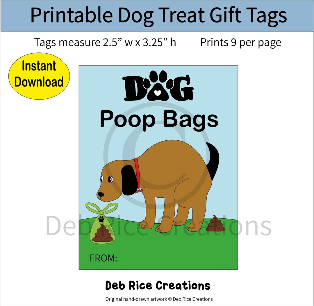 Dog Poop Bag Gift Tags - Printable PDF - Etsy Canada