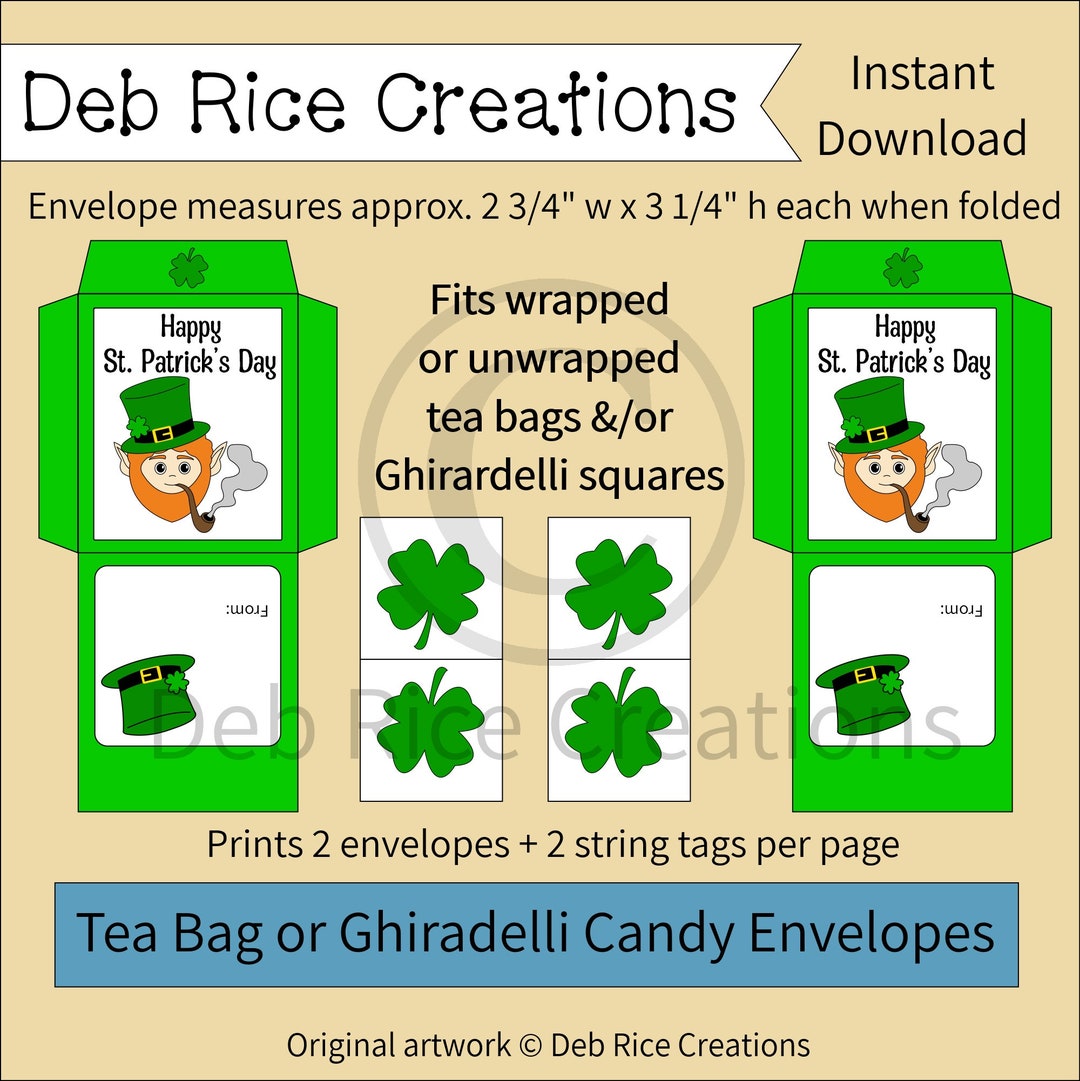Happy St. Patrick's Day Printable Digital St Patrick's Day Envelopes ...