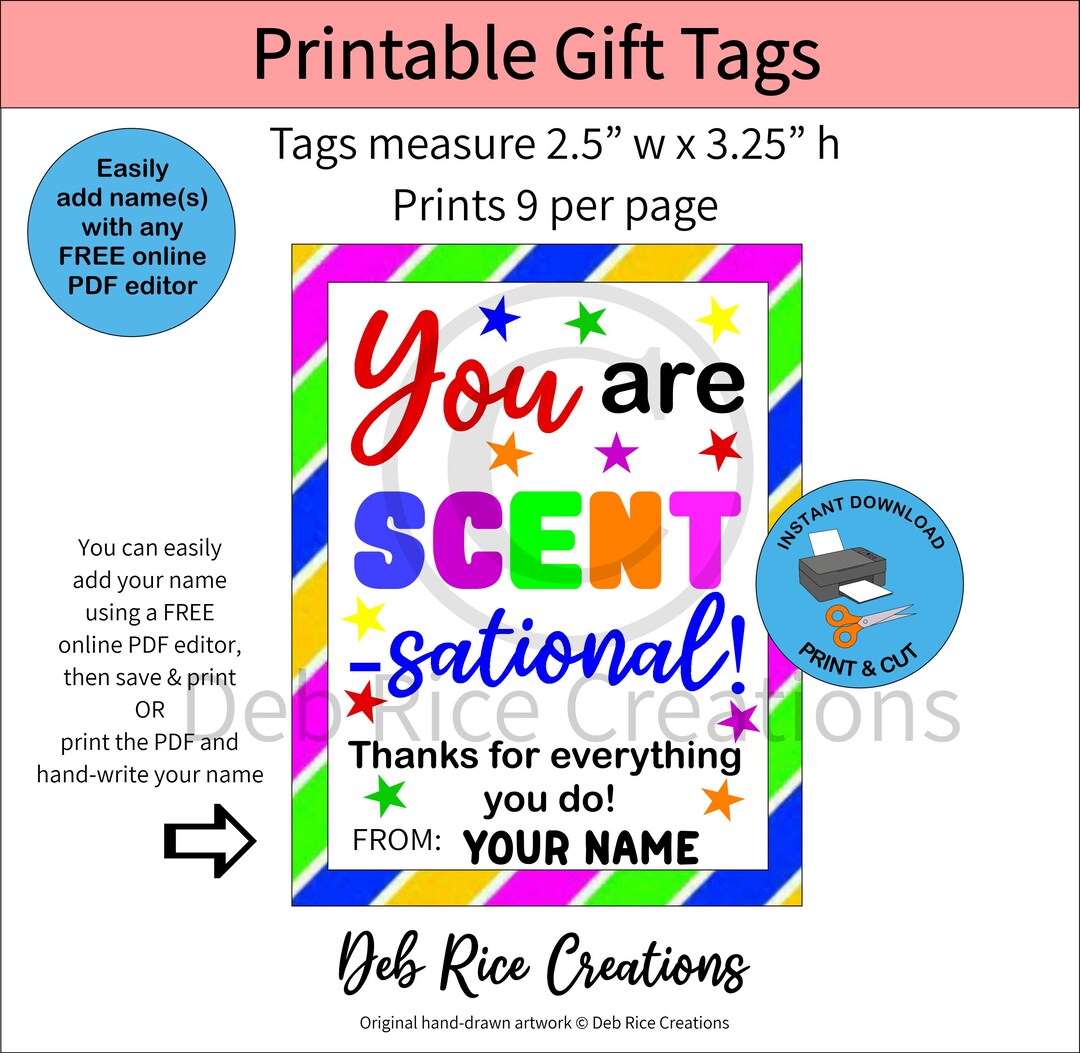You Are Scent-sational Gift Tags - Great Tags for Gifts of Soaps ...