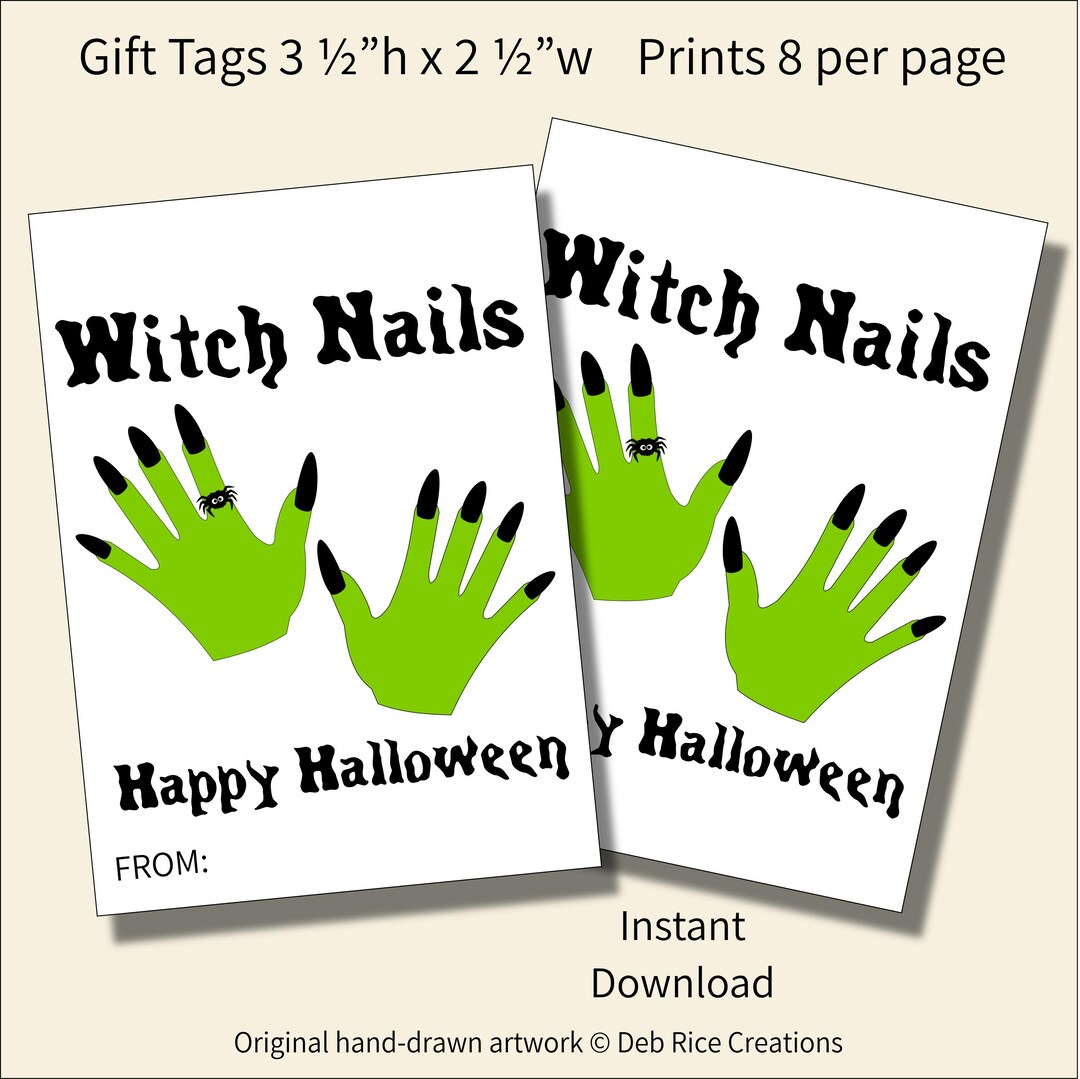Witch Nails Printable Gift Tags Bugle Snacks Gift Treats, Classroom ...