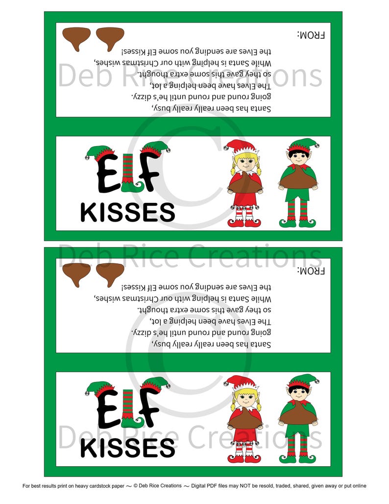 Elf Kisses Bag Toppers - Christmas Party Favors, Classroom Treats ...